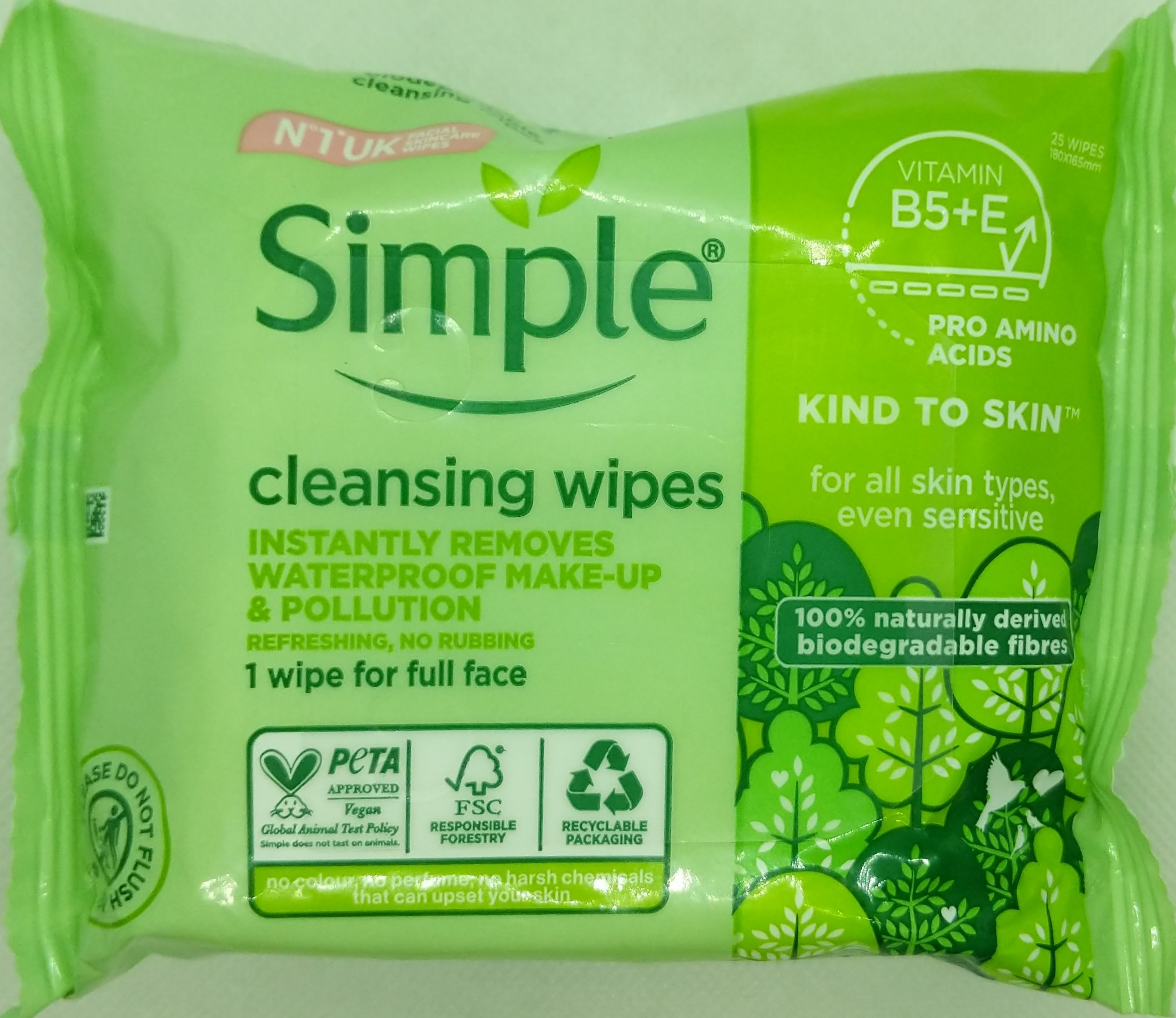 SIMPLE WIPES BIODEGRADABLE CLEANSING 6 X 25S
